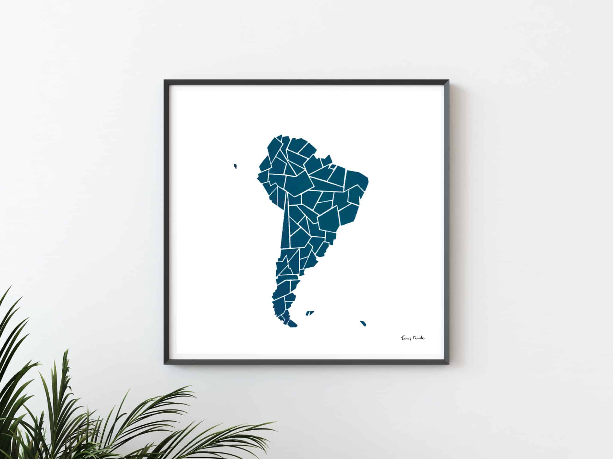 Unique South America Poster Print │Map Illustrations