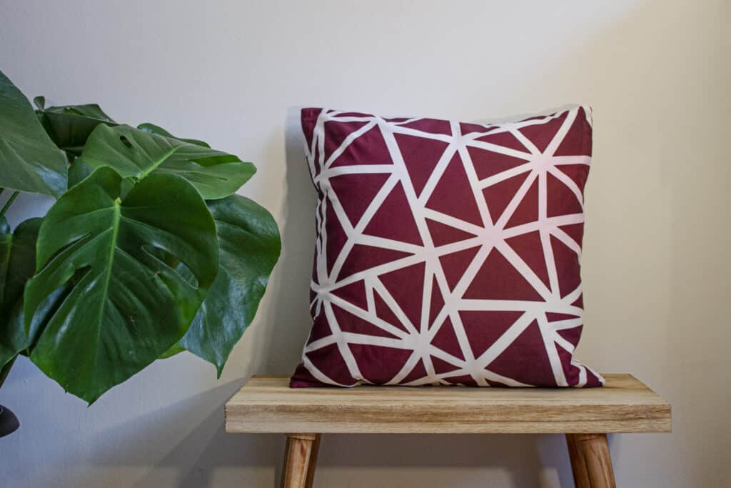 Bright Red Throw Cushion │Striking Triangular Pattern